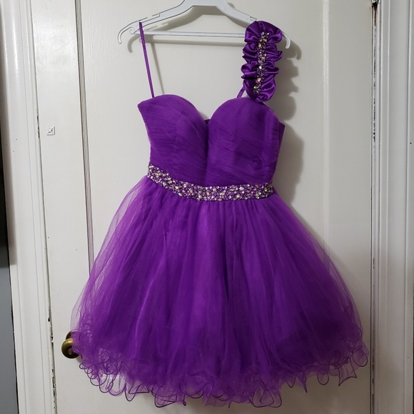 Short Purple Dresses With Straps